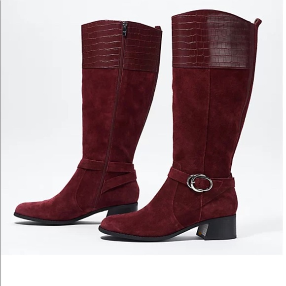 Marc Fisher | Shoes | Nwot Marc Fischer Knee High Wine Suede Boots With ...